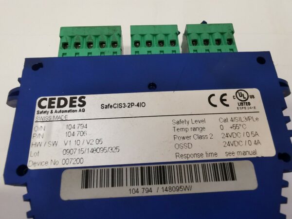 USED CEDES 104706 Safe Controller CIS3-2P-4I0 - Orbit Surplus