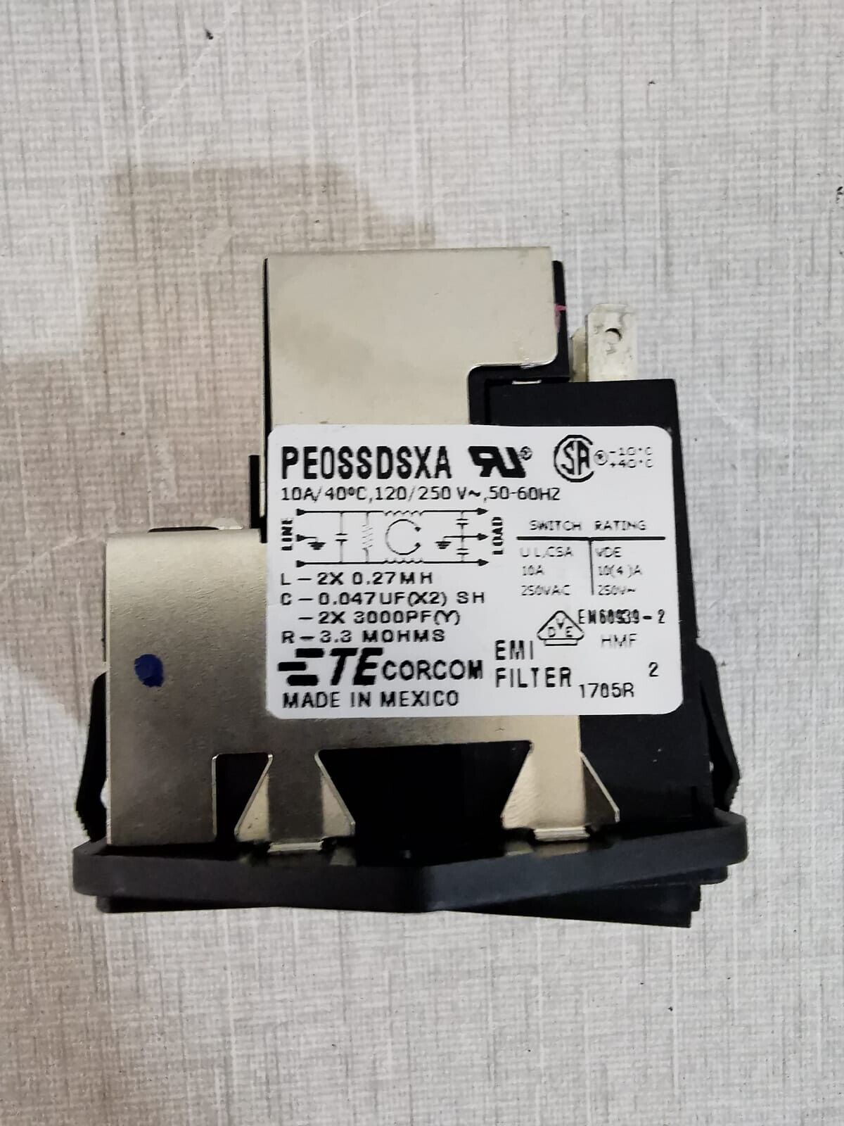 USED TE CONNECTIVITY CORCOM PEOSSDSXA POWER ENTRY MODULE - Orbit Surplus