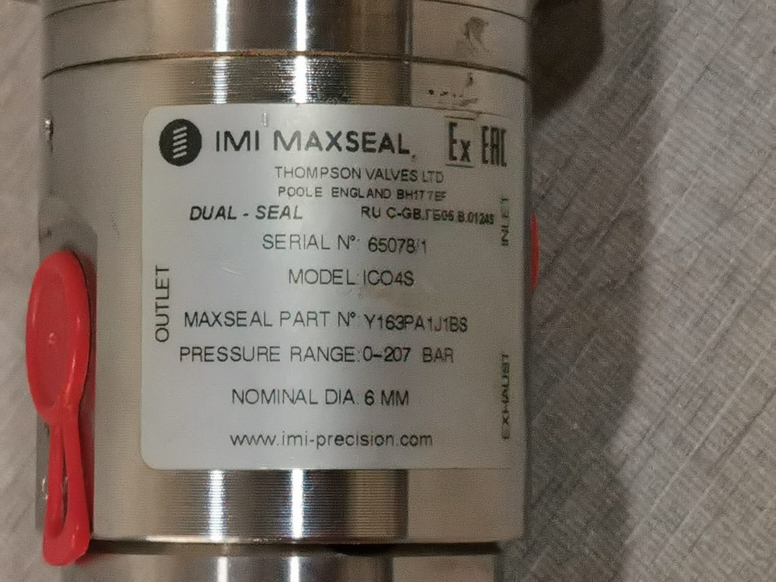 Used IMI MAXSEAL ICO4S Y163PA1J1BS Thomson Valves - Orbit Surplus