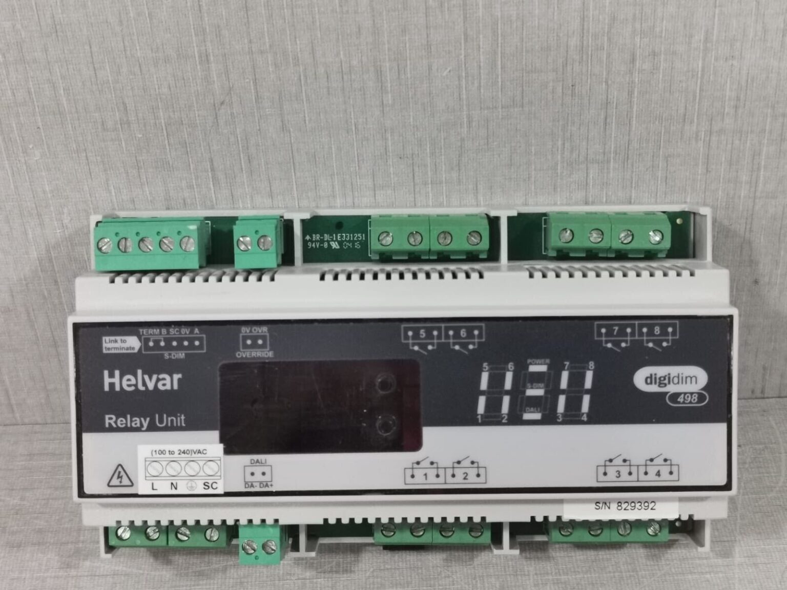 USED HELVAR 498 DIGIDIM V1.6 REV.6 RELAY UNIT, 100-240 VAC, 128A, 45Hz ...