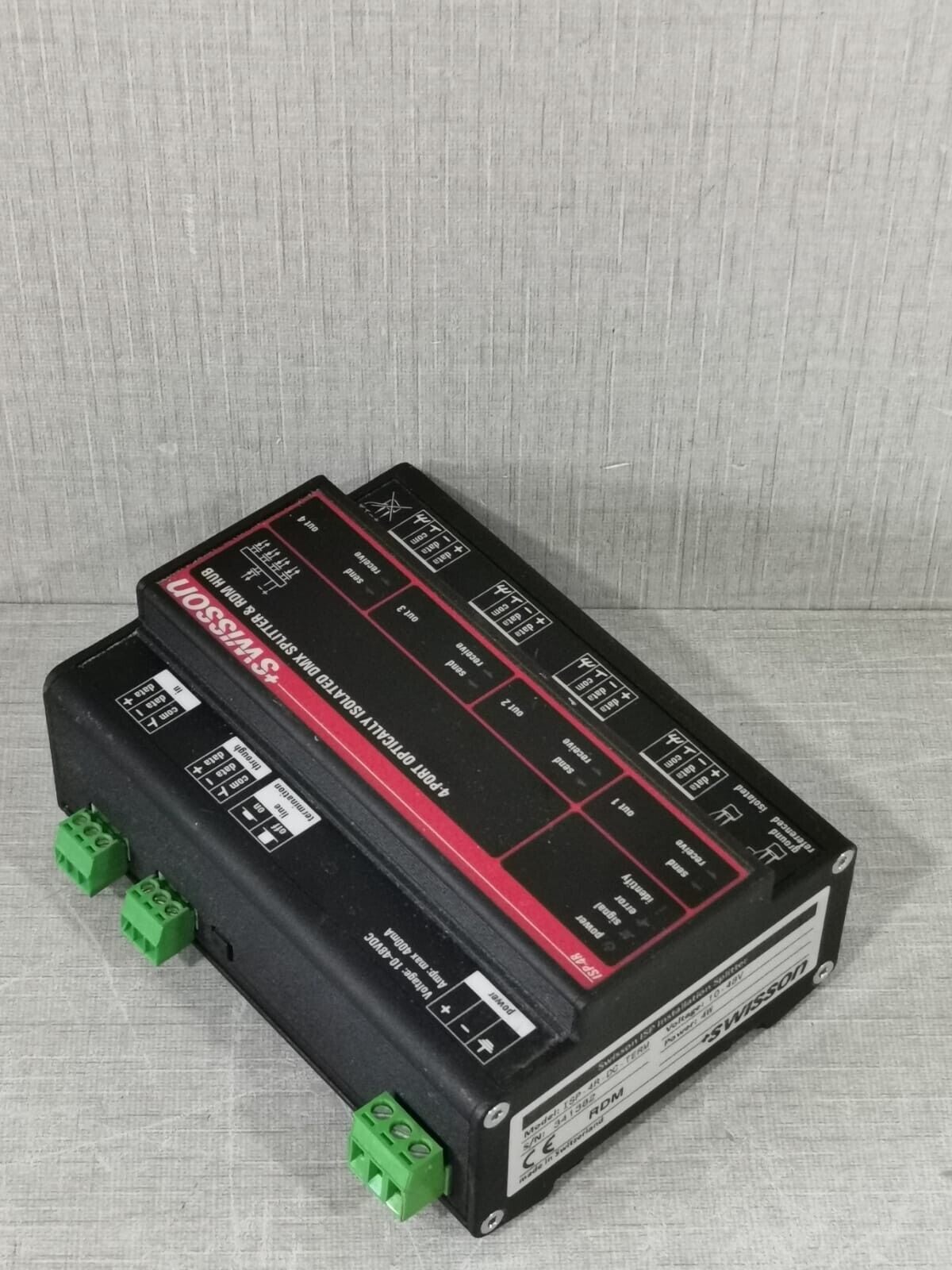 USED SWISSON ISP-4R-DC-TERM 4-PORT OPTICALLY ISOLATED DMX SPLITTER ...