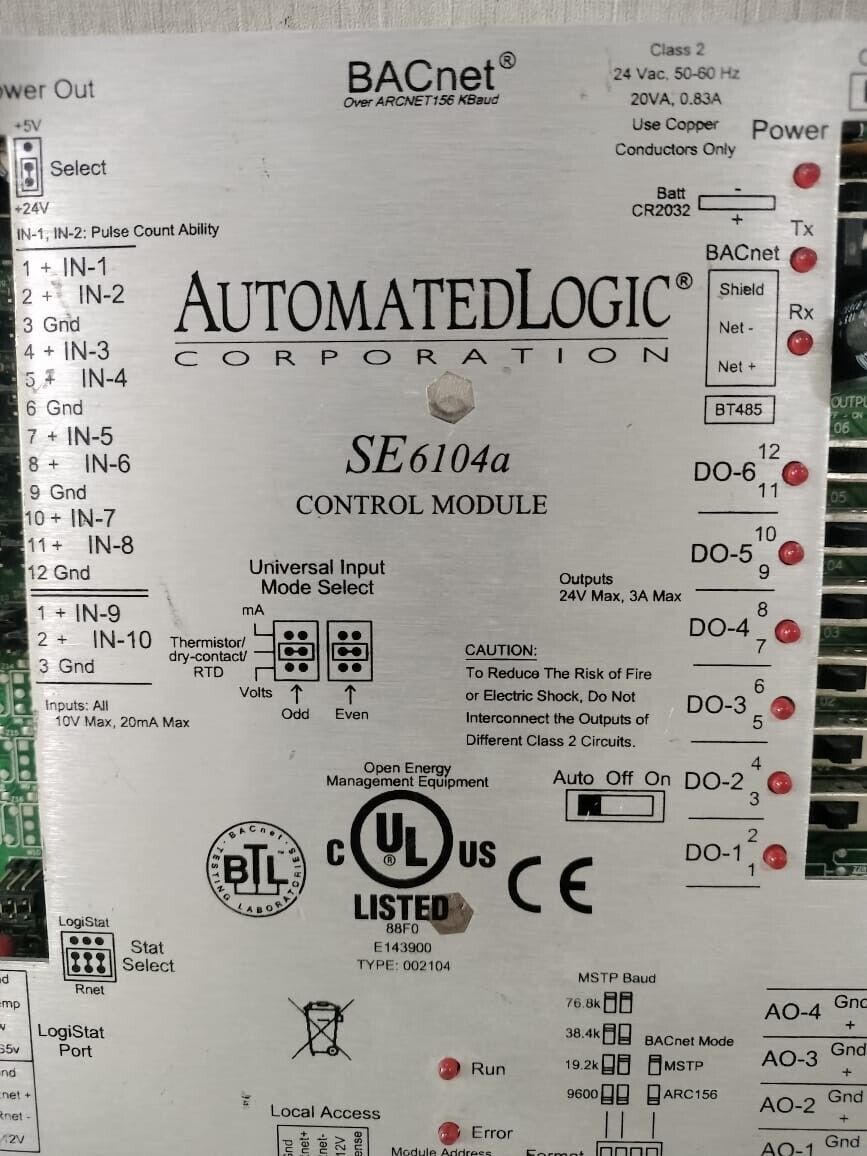 USED AUTOMATED LOGIC CORP. SE6104A CONTROL MODULE - TRIED & TESTED ...